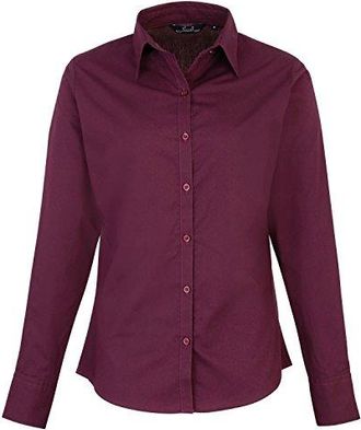 Premier Fitness Poplin Long Sleeve Blouse, Rouge (Aubergine), 42 Femme