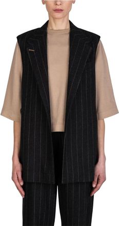 Alysi Femme, Vestes, Gris, Taille: 44 FR Gilet en Laine &agrave; Rayures Fines