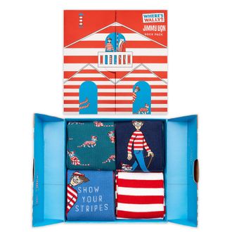 Jimmy Lion Geschenkboxen Socken Wheres Wally. Packung mit 4 Paaren Casual Stil, Socken, Gr&ouml;&szlig;e 36-40