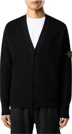Stone Island Homme, Pulls, Noir, Taille: M Cardigan c&ocirc;tel&eacute; &agrave; col en V