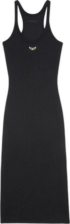 Zadig&Voltaire Robe midi Astra en maille c&ocirc;tel&eacute;e fine - Femme - Robes - Noir - Taille: 42 FR