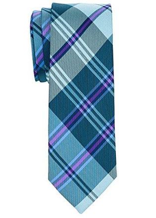 Retreez Cravate fine en microfibre tiss&eacute;e &agrave; carreaux 5,1 cm - Turquoise - Taille Unique