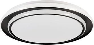 Eglo LED Deckenleuchte Moschetta, runde Deckenlampe mit Fernbedienung, Flur Lampe Decke, Schlafzimmerlampe aus Metall in Schwarz und Kunststoff in Weiß, wa