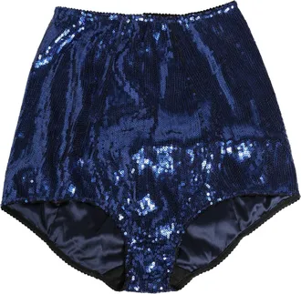 Dolce & Gabbana Womens Blue Sequined High Waist Girdle Panty Underwear Nylon Clothing