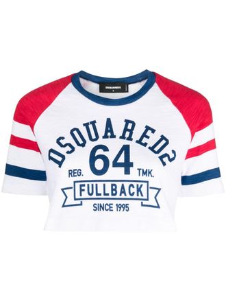 Dsquared2 haut crop &agrave; logo imprim&eacute; - Blanc
