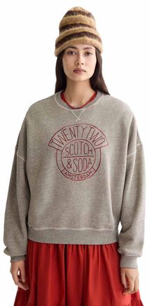 Scotch & Soda Gewaschenes Sweatshirt mit Oversize-Passform und Grafik, Grau Melange U031, L
