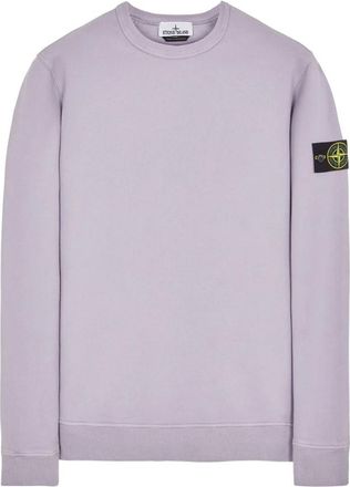 Stone Island Brushed Cotton Rundhals-Sweatshirt - - Sweatshirts & Hoodies - Herren - Lila - S