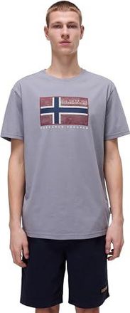 Napapijri T-Shirt &agrave; Manches Courtes Semiles, Hibou Gris, M