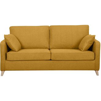 Miliboo Skandinavische Schlafcouch kumingelb mit Matratze Dicke 10 cm 3-Sitzer papel