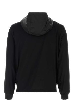 Prada Mens Black Stretch Cotton Sweatshirt Nero Exterior: Elastane Felpe Sweater
