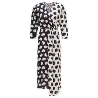 HUGO BOSS Wickelkleid f&uuml;r Damen, 3/4 &Auml;rmel (Schwarz/Wei&szlig;)