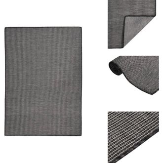 vidaXL Outdoor-Teppich Flachgewebe 140x200 cm Grau - Au&szlig;enbereich - Terrassen&uuml;berdachung - Balkon - Polypropylen - Wetterfest
