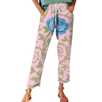 Generic Pantalon Lin Femme &Eacute;t&eacute; Blanc Large Elegant Pantalon D&eacute;contract&eacute; &Agrave; Jambes Larges pour Femme Couleur Unie Style D&eacute;contract&eacute; &Eacute;t&eacute; Large Vetement Fluide Li