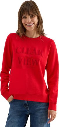 Cecil Damen 3017255 Sweatshirt mit Wording, Fiery red, XXL