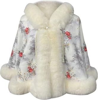 Generic Poncho Femme Hiver Chaud Chale Femme Hiver Chaud Cape Femme Effet enveloppant Cape &Eacute;l&eacute;gante Style Qipao Doubl&eacute;e &Eacute;paisse Polyvalente Automne-Hiver