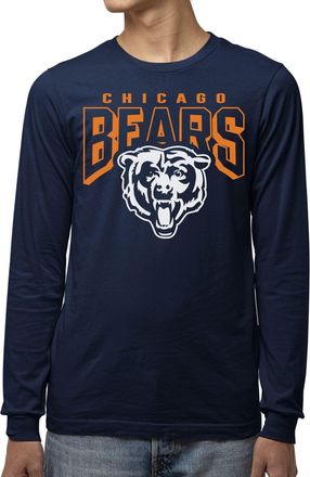 Junk Food Unisex NFL Bold Logo Langarm T-Shirt, Chicago Bears-Navy, XXL