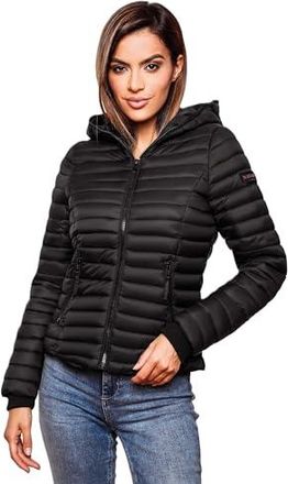 Navahoo Veste dintersaison matelass&eacute;e pour femme avec capuche B348, Noir, XXL