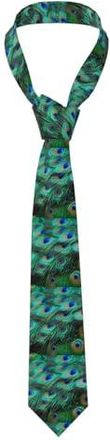 Generic Cravates Homme Plumes De Paon Vertes Et Bleues &Eacute;l&eacute;gant Necktie Fine Cravate Pour Remise De Dipl&ocirc;me Affaires C&eacute;l&eacute;brations