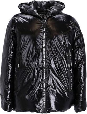 Versace JEANS COUTURE Blouson pour homme noir avec capuche. Deux poches dans la partie avant avec fermeture &eacute;clair. Fermeture &eacute;clair &agrave; lavant., Noir, 48