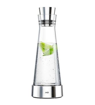 Emsa 514233 Flow Slim Glaskaraffe, mit K&uuml;hlelement, Glas, Elegantes Design, 1 Liter, Transparent, 11 x 11 x 38.2 cm