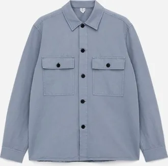 Arket Overshirt Aus Baumwolle Und Leinen -Blau