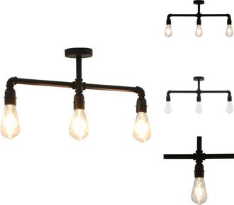 vidaXL Vidaxl - Deckenleuchte Schwarz 3 x E27-Fassungen - Steampunk Lampe - Deckenlampe Schwarz - Wohnzimmer Deko - Industrie Style - led Deckenleuchte