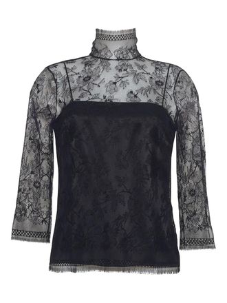 Adam Lippes Spitzenoberteil mit Blumenmuster - Schwarz