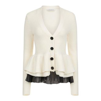 Nina Ricci Femme, Pulls, Beige, Taille: 36 FR Wool Cardigan With Contrast