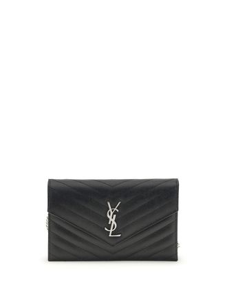 Saint Laurent Womens Cassandre Mini Shoulder Bag Black Calf Leather Bos Taurus Wallets & Purses