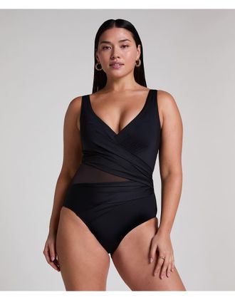 Hunkemöller Hunkemöller - Shaping-Badeanzug in Schwarz aus Shell-Netzstoff