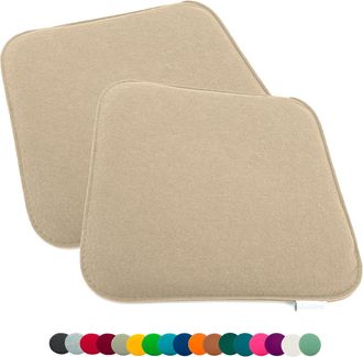 Heimtexland 2er Pack Sitzkissen Filz Stuhlkissen Bodenkissen Polster Stuhlauflage Indoor Outdoor Kissen eckig Typ631 Filzkissen Sand 35x35 cm 2 Stück