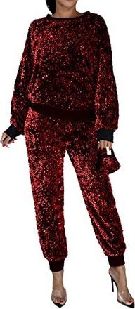 Generic Surv&ecirc;tement pour femme avec deux tenues - Fermeture &eacute;clair quart - Sweat surdimensionn&eacute; - Pantalon de surv&ecirc;tement &agrave; jambe large - Ensemble dautomne po