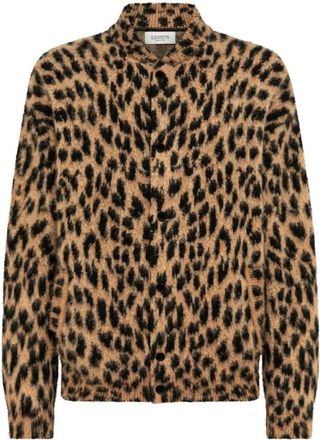 Laneus Gilet en maille &agrave; imprim&eacute; l&eacute;opard - Homme - Pulls - Brun - Taille: L