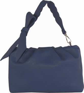 modamoda.de T254 - ital. Damen Henkeltasche Klein aus Leder, Farbe:Saphirblau
