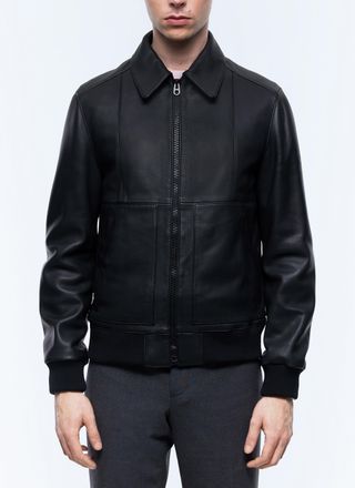 Fursac Blouson en cuir dagneau certifi&eacute; - Taille S - Homme