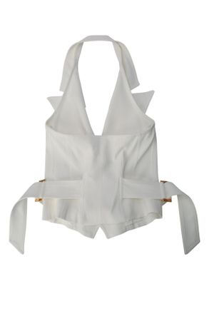 Elisabetta Franchi Womens Tailored Cotton-Viscose Vest White Vests