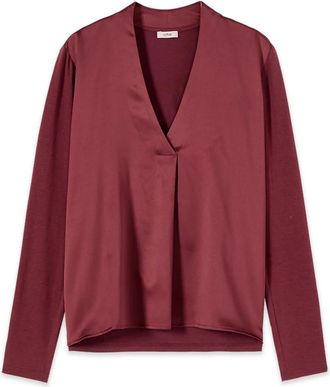 Oltre T-shirt bimaterica maniche lunghe - - Blouses & Shirts - Damen - Rot - XL