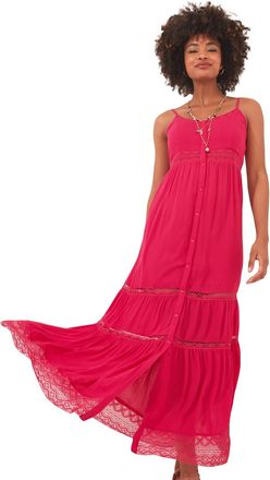 Joe Browns Damen Lebendiges, gestuftes Maxi-Sommerkleid mit Trägern und Knopfleiste Kleid, Rose, 40