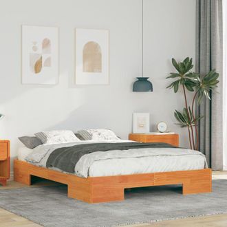 vidaXL Cadre de lit sur&eacute;lev&eacute; Marron 120 x 190 cm Bois massif en pin vidaXL