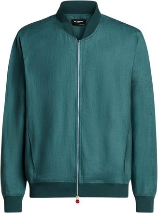 Kiton Homme, Vestes, Bleu, Taille: 4XL Veste en Lin Pur avec Fermeture &Eacute;clair