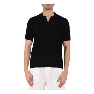Paolo Pecora V-Ausschnitt Polo-Shirt mit Perforierung - - Tops - Herren - Schwarzk - L