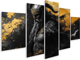Islandburner Prime Bild auf Leinwand Goldener Wikinger im Kampfgeist Bilder Wandbilder Poster