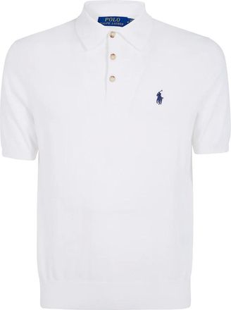 Polo Ralph Lauren Homme, Tops, Blanc, Taille: M Pull Polo en Maille &agrave; Manches Courtes