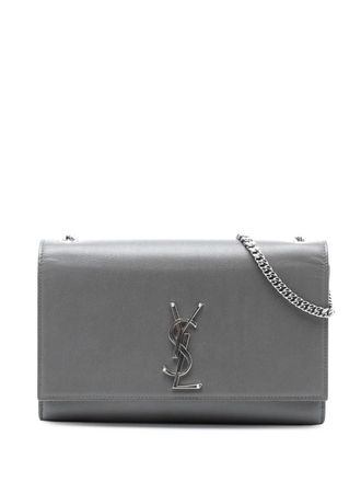 Saint Laurent 2017 Medium Grain De Poudre Monogram Kate crossbody bag - Gris