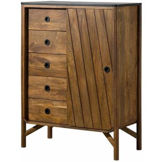 Massivmoebel24 Kommode Mango 90x45x120 braun ge&ouml;lt / dunkler Granit LOS ANGELES 110