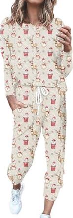 Generico Pyjama 2 pi&egrave;ces &agrave; manches longues doux pour femme, beige, XXL