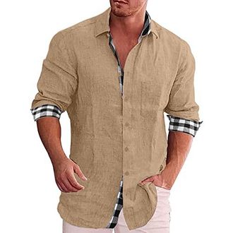 Generic Chemise &agrave; carreaux &agrave; manches longues pour homme, chemise boutonn&eacute;e &agrave; carreaux pour homme, chemises tendance, chemises polyvalentes et l&eacute;g&egrave;res, d&eacute;contr