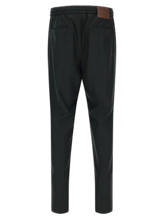 Kiton Pure Wool with Contrast Button Trousers - Black