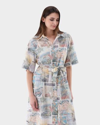 van Laack Knielanges Hemdblusenkleid mit Print