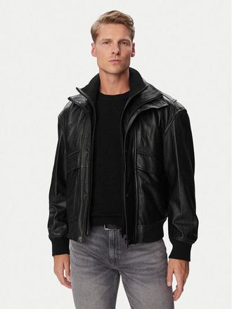 HUGO BOSS Lederjacke 50566593 Schwarz Regular Fit